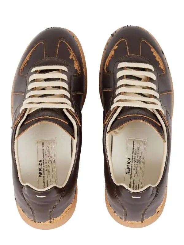 MAISON MARGIELA Lace Up Sneakers - Dark Brown/camel