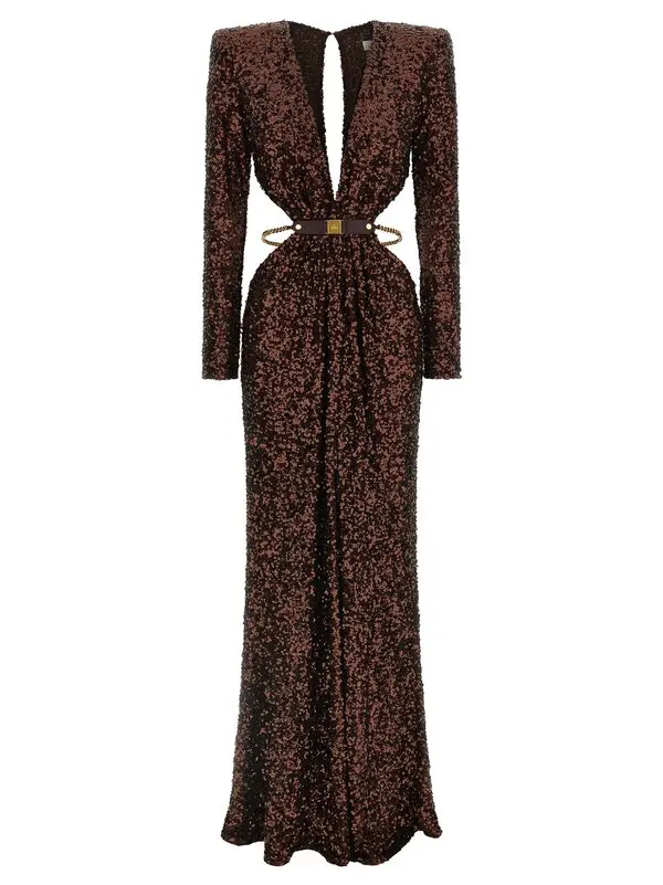 Elisabetta Franchi Sequin Embellished Gown - Brown
