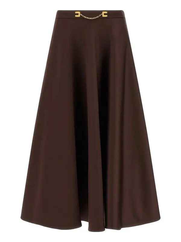 Elisabetta Franchi Duchesse Midi Skirt - Brown