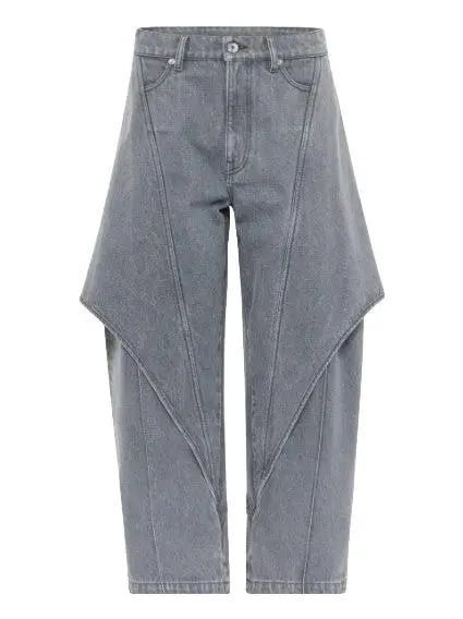 JW Anderson Cropped Sculptural Jeans - Light Grey