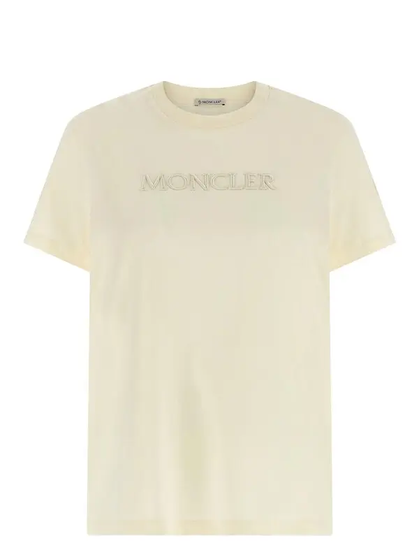 Moncler Logo Embroidery T-shirt - Beige