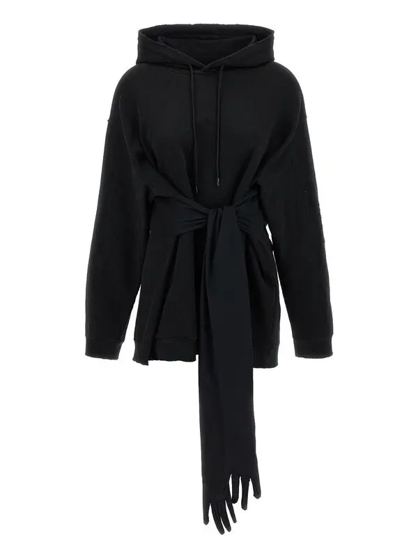 MAISON MARGIELA Hoodie Mini Dress With Gloves - Black