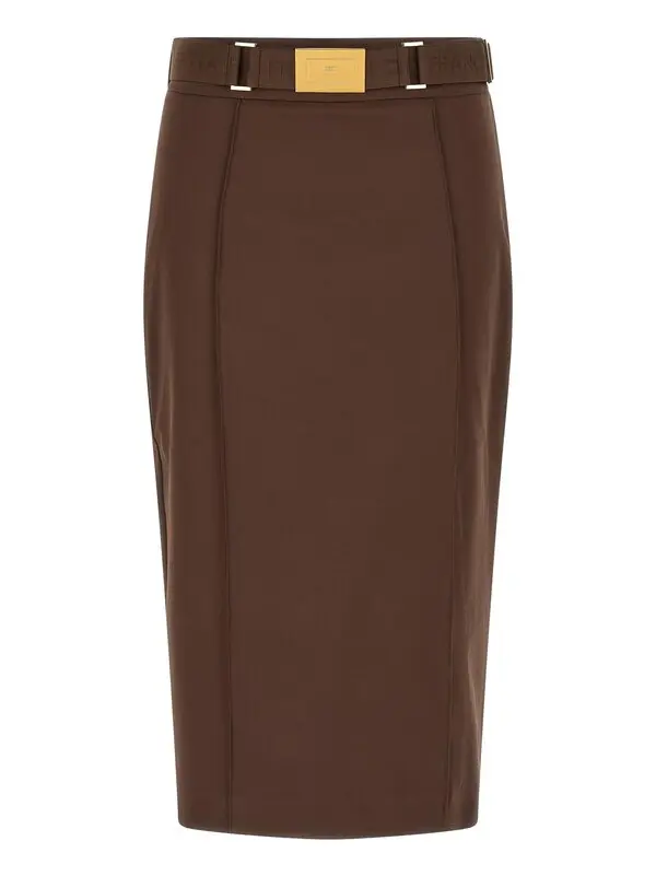 Elisabetta Franchi Midi Belted Skirt - Brown