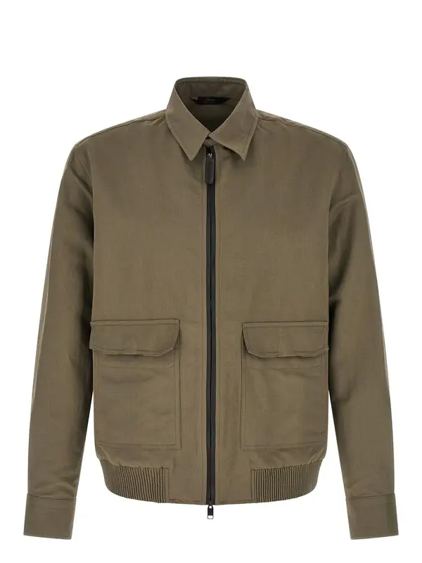 Brioni Linen And Cotton Blend Blouson - Green