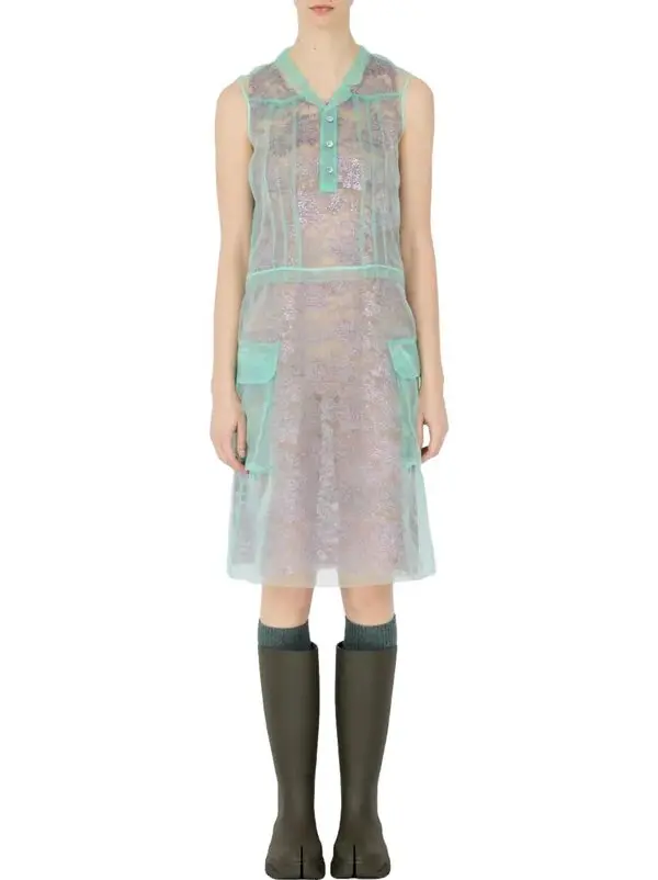 MAISON MARGIELA Midi Dress - Emerald/antique Rose