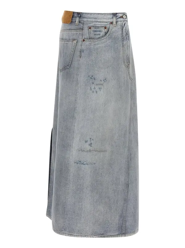 MAISON MARGIELA Asymmetrical Maxi Denim Skirt - Light Blue