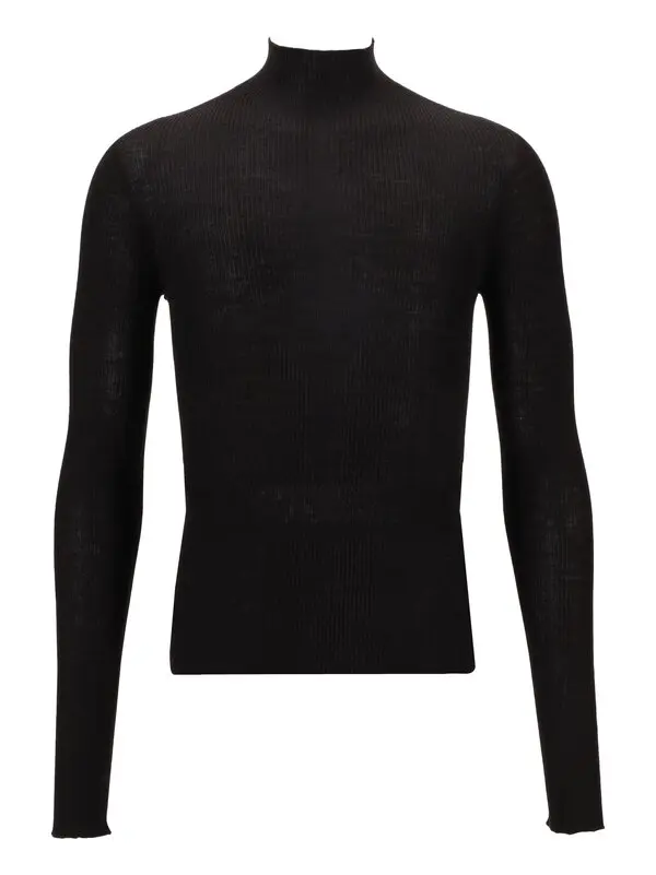 Rick Owens Ribbed High Neck Top - Black