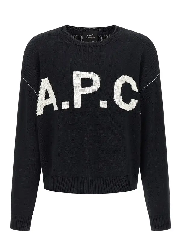 A.p.c. Logo Wool Blend Sweater - Blue