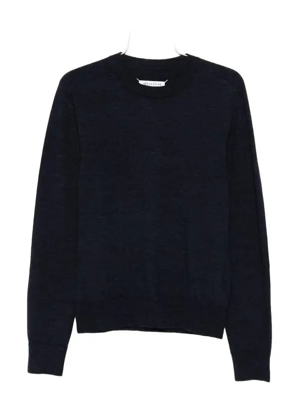 MAISON MARGIELA Crewneck With Suede Elbow Patches - Navy