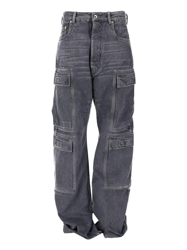Rick Owens Double Cargo Jeans - Washed Grey
