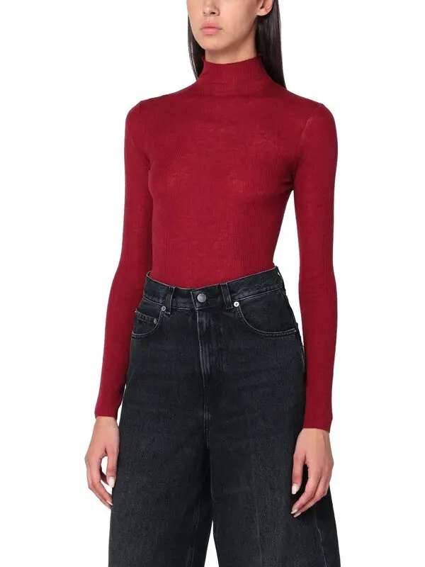 6397 Semi-sheer Turtleneck - Red