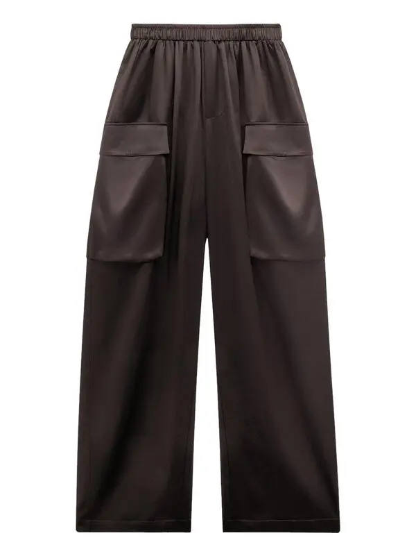 THE FRANKIE SHOP Satin Cargo Trousers - Brown