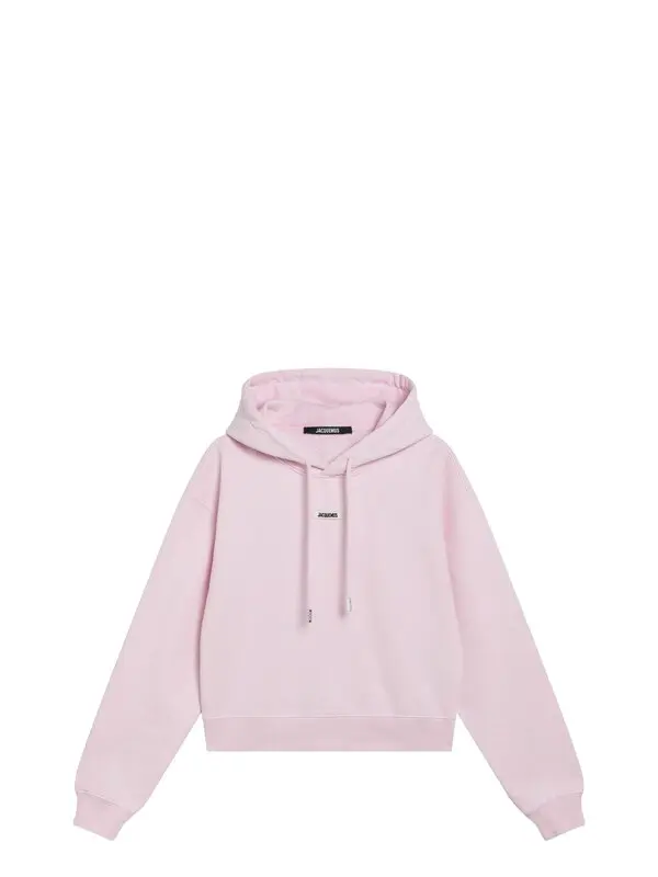 Jacquemus Cotton Fleece Hoodie With Embroidered Logo - Pink