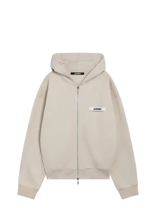 Jacquemus Zip-up Cotton Fleece Hoodie - Beige
