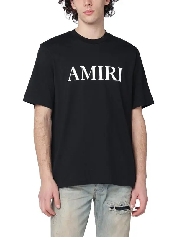 Amiri Cotton T Shirt With Logo - Black