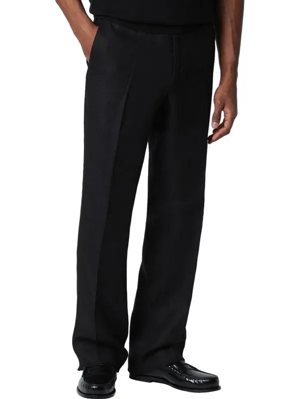 LARDINI Linen Trousers - Black