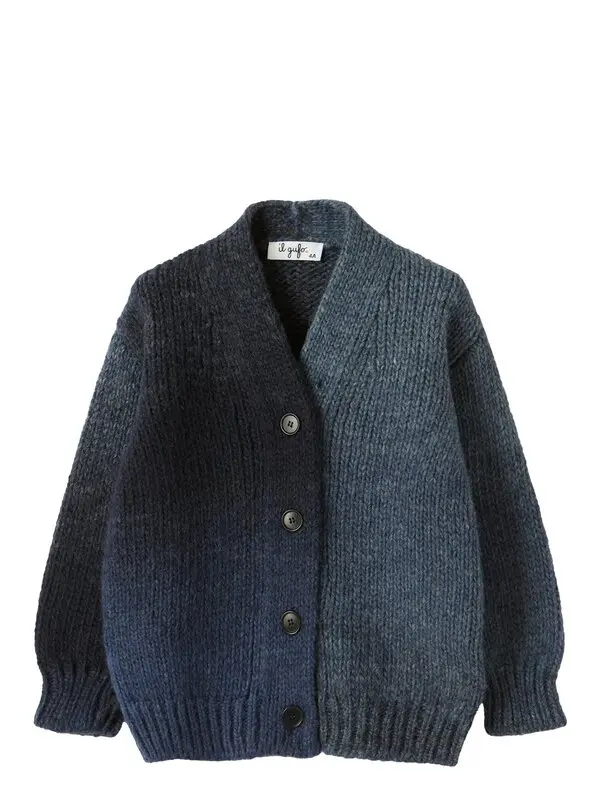 IL GUFO Wool Blend Gradient Cardigan - Blue