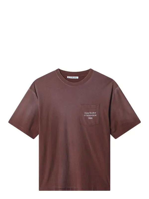 Acne Studios Logo Short Sleeved T Shirt Chocolate - Brown
