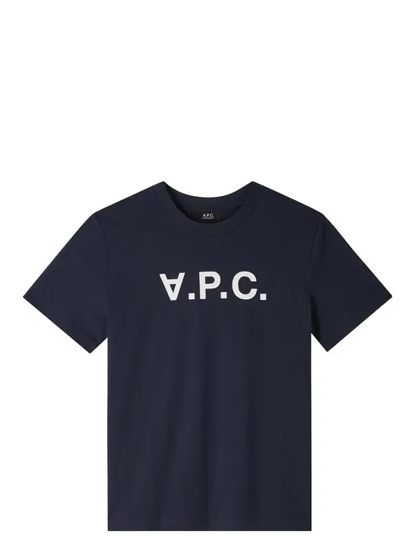 A.p.c. Crew Neck T Shirt With Logo - Blue