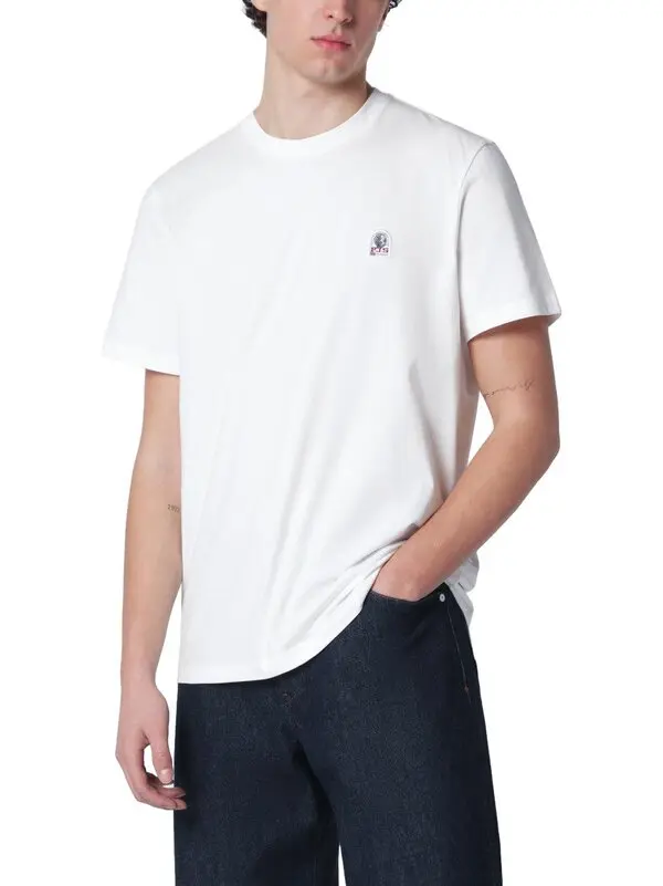 PARAJUMPERS Regular Fit T Shirt With Logo Patch - White