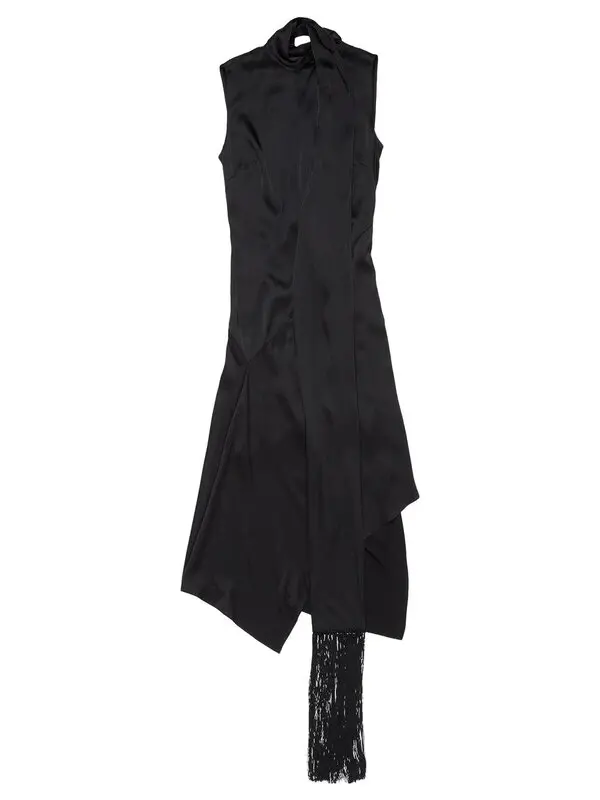 Acne Studios Satin Draped Dress With Scarf - Black