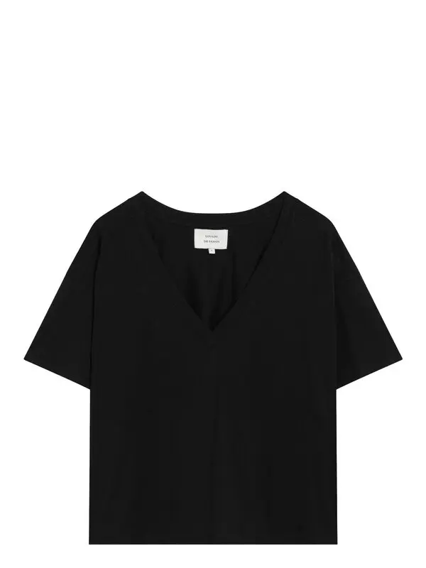 Loulou De Saison Cotton V-neck T-shirt - Black