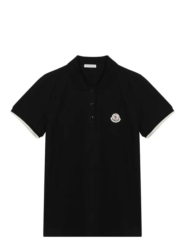 Moncler Cotton Piqué Polo Shirt With Embroidered Logo - Black