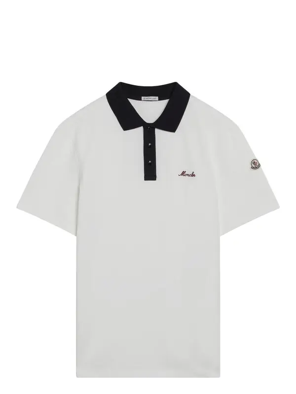 Moncler Cotton Piqué Polo Shirt With Embroidered Logo - White