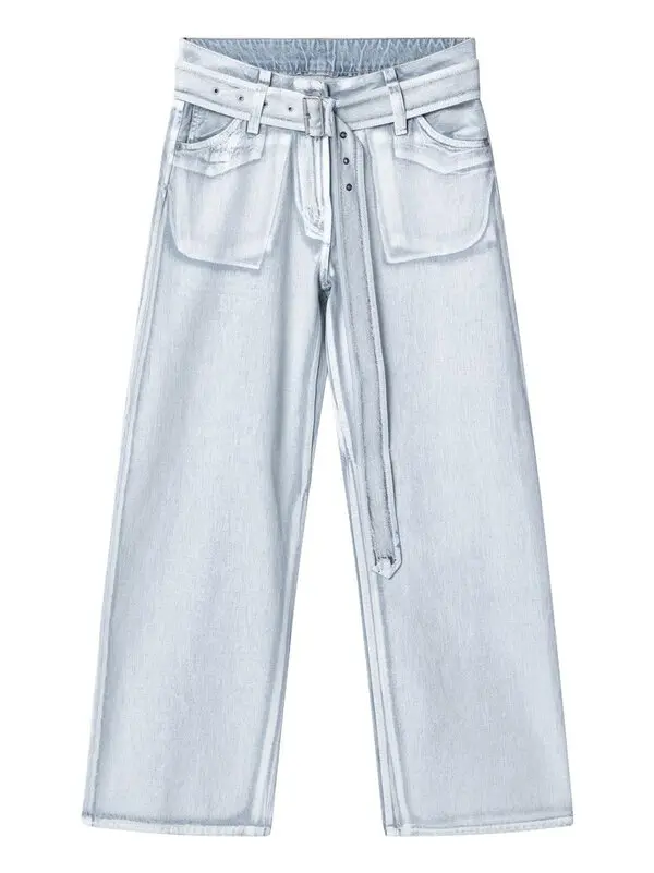 Acne Studios Denim Trousers With Adjustable Belt - Blue