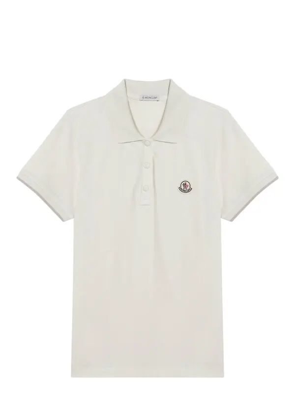Moncler Cotton Polo Shirt With Logo Patch - White