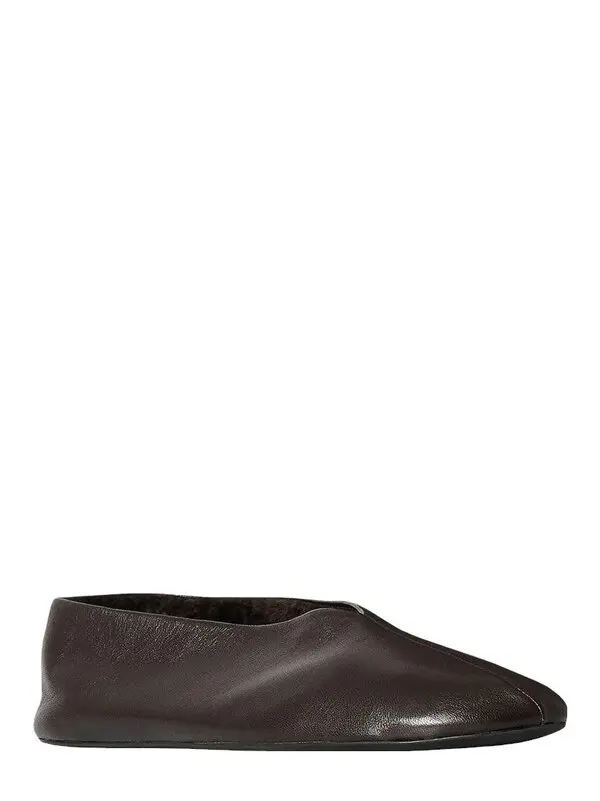 THE ROW Stella Leather Slippers - Brown