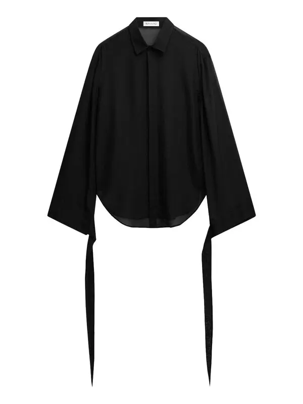 THE FRANKIE SHOP Sheer Chiffon Tie Blouse - Black