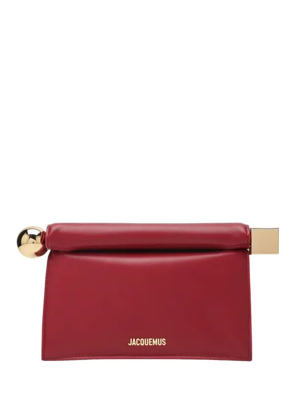 Jacquemus Leather Rond Carré Pouch - Red