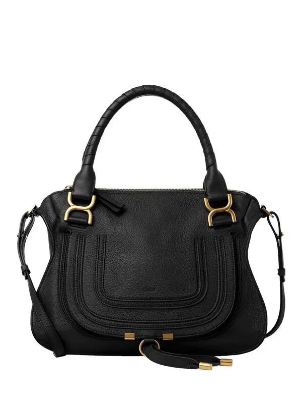 Chloé Marcie Bag In Grained Leather - Black