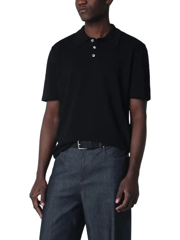 A.p.c. Cotton Knit Polo Shirt - Black