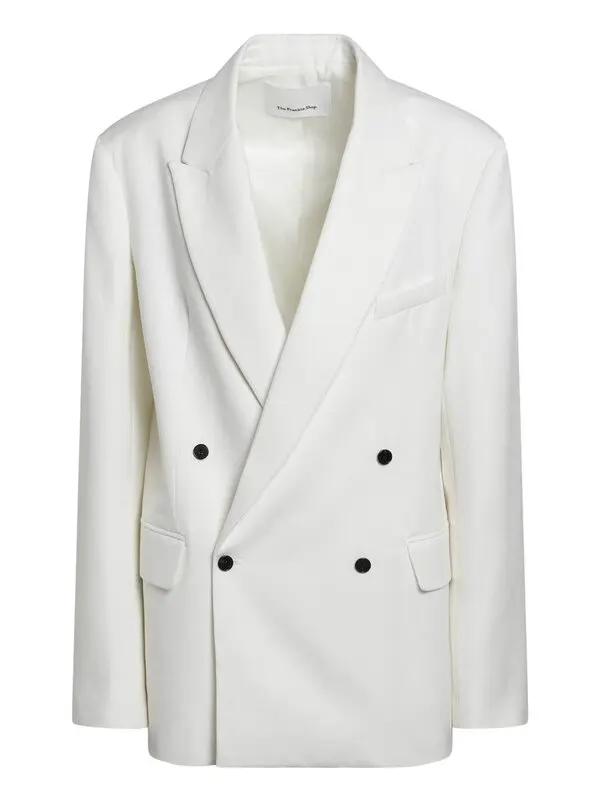 THE FRANKIE SHOP Double-breasted Wool-blend Jacket - White