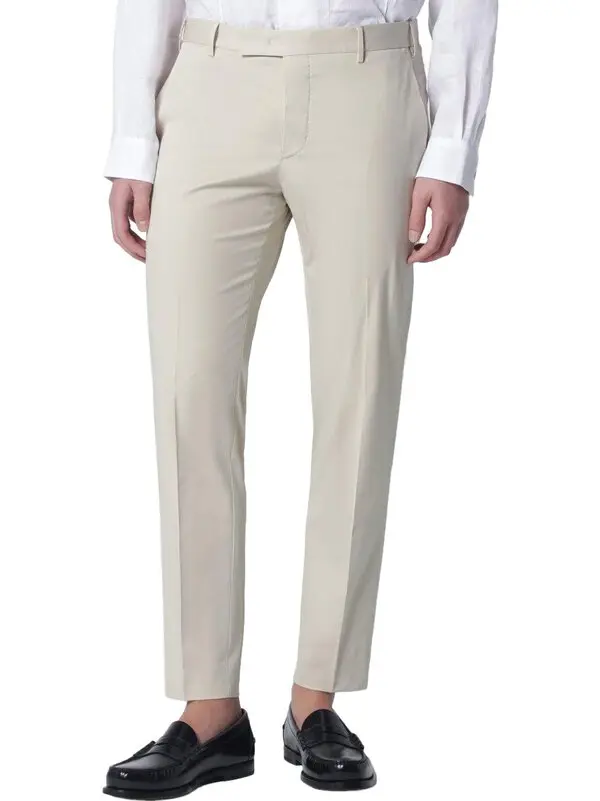 PT TORINO Slim Fit Cotton-blend Trousers - Beige