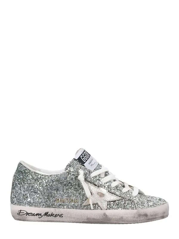 GOLDEN GOOSE Super-star Sneakers - Platinum/green