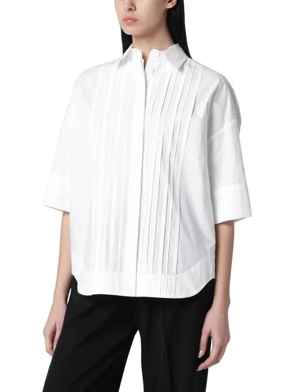 P.a.r.o.s.h Cotton Shirt With Pleated Detail - White