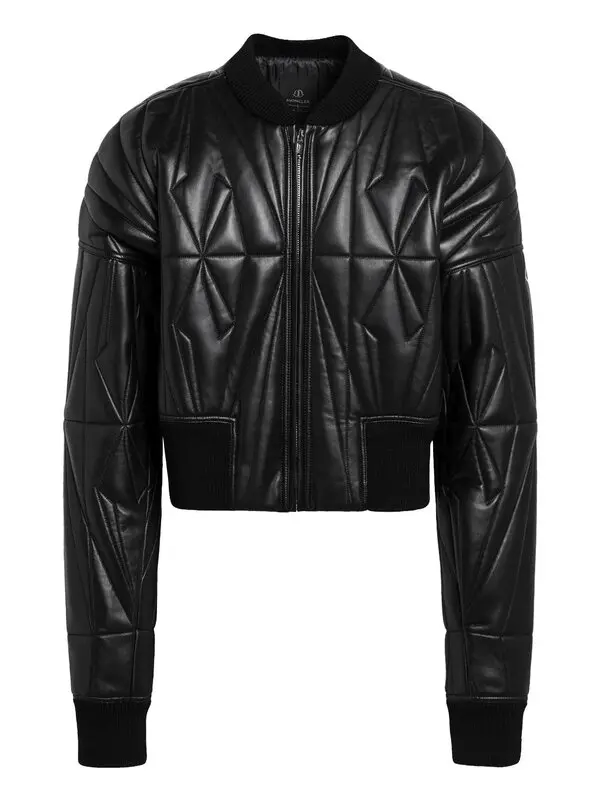 MONCLER + RICK OWENS Faux Leather Zip-up Bomber - Black