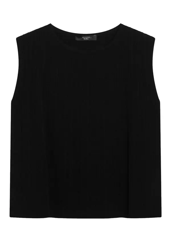 Max Mara Sleeveless Plissé Knit Tank Top - Blue