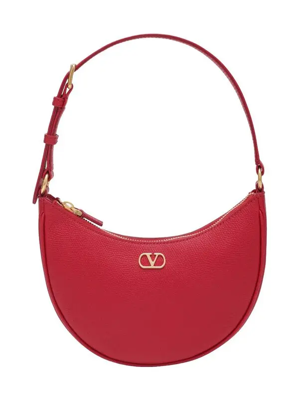 Valentino Garavani Leather Vlogo Signature Mini Hobo Bag - Red