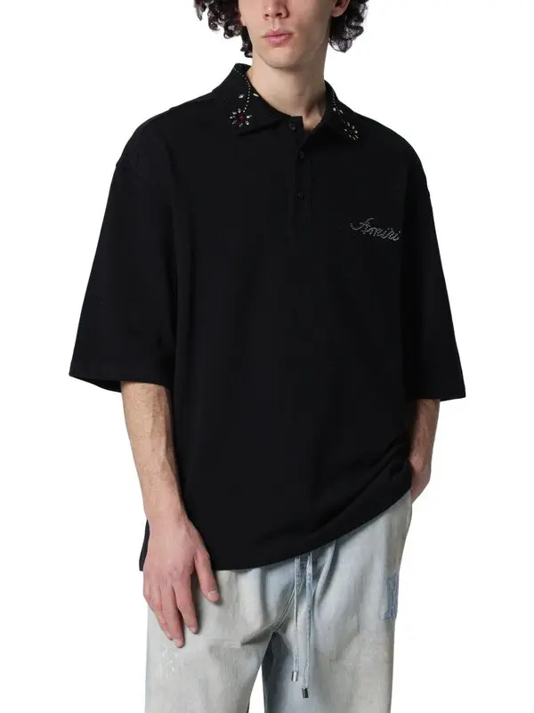Amiri Oversize Cotton Polo Shirt - Black