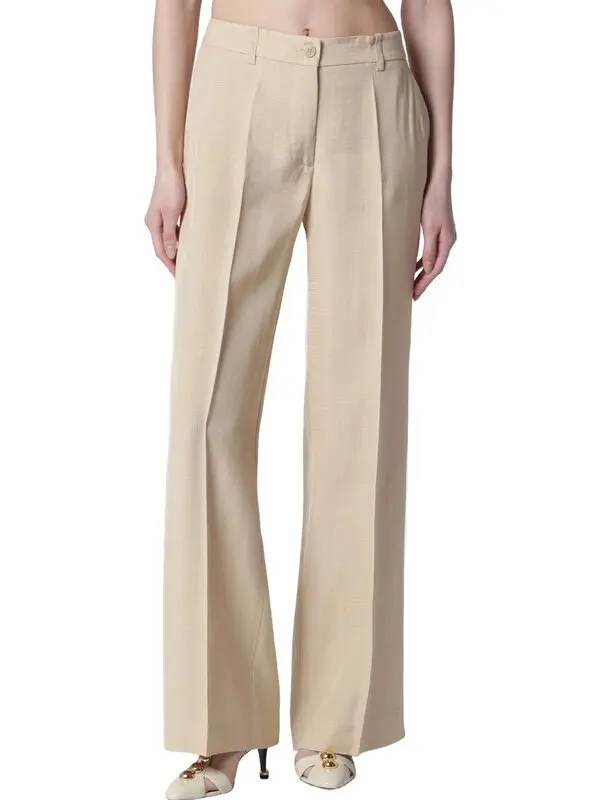 P.a.r.o.s.h Wide Leg Viscose Trousers - Beige