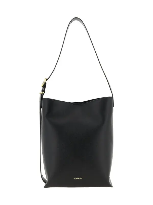 JIL SANDER Cannolo Tote Shoulder Bag - Black