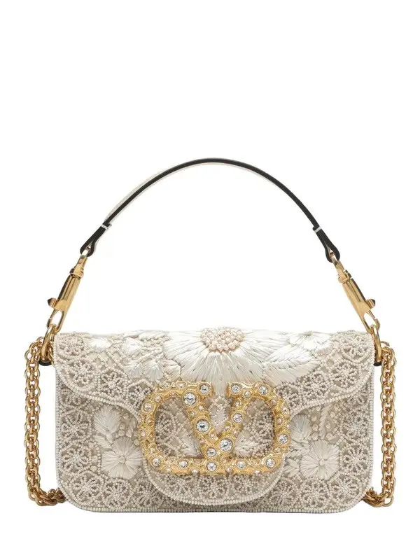 Valentino Garavani Small Locò Bag With Vlogo Signature Jewel - White