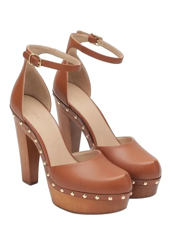 Chloé Platform Pumps With Studs - Brown