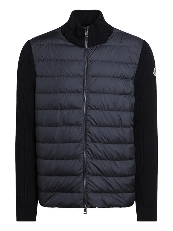 Moncler Quilted Cotton Zip-up Cardigan - Blue