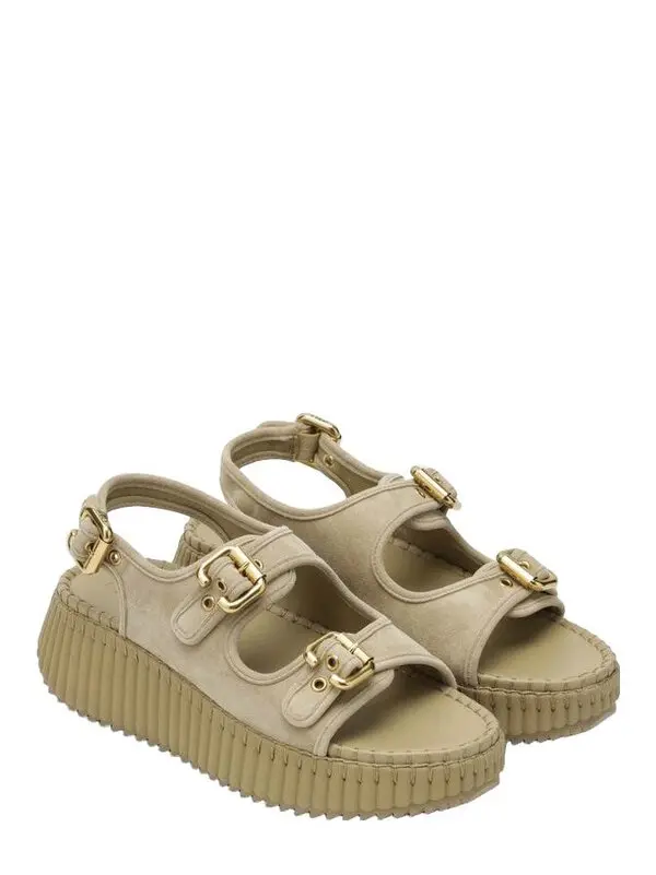 Chloé Nama Wedge Sandals - Beige