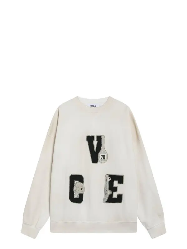 GOLDEN GOOSE Crewneck Sweatshirt With Patches - White